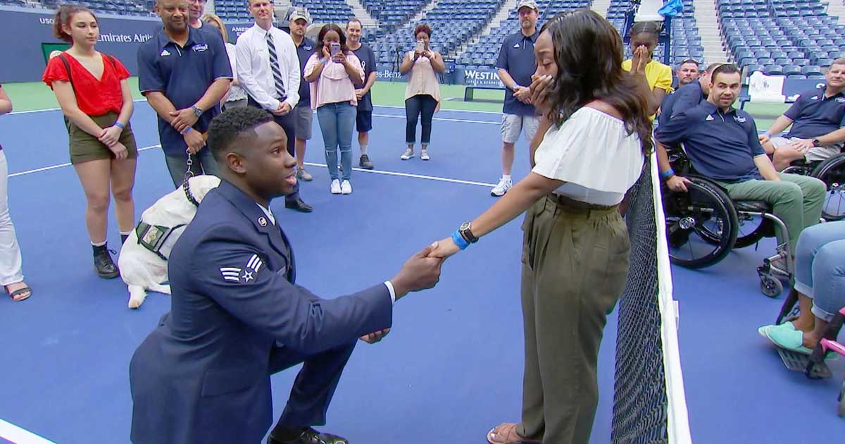 Air Force Officer Surprises Girlfriend With Proposal At The U.S. Open ...