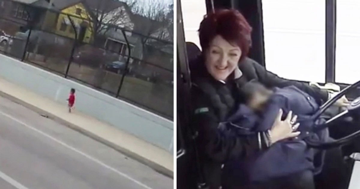 Bus Driver Rescues A Barefoot Toddler Running Alone In Freezing Cold ...