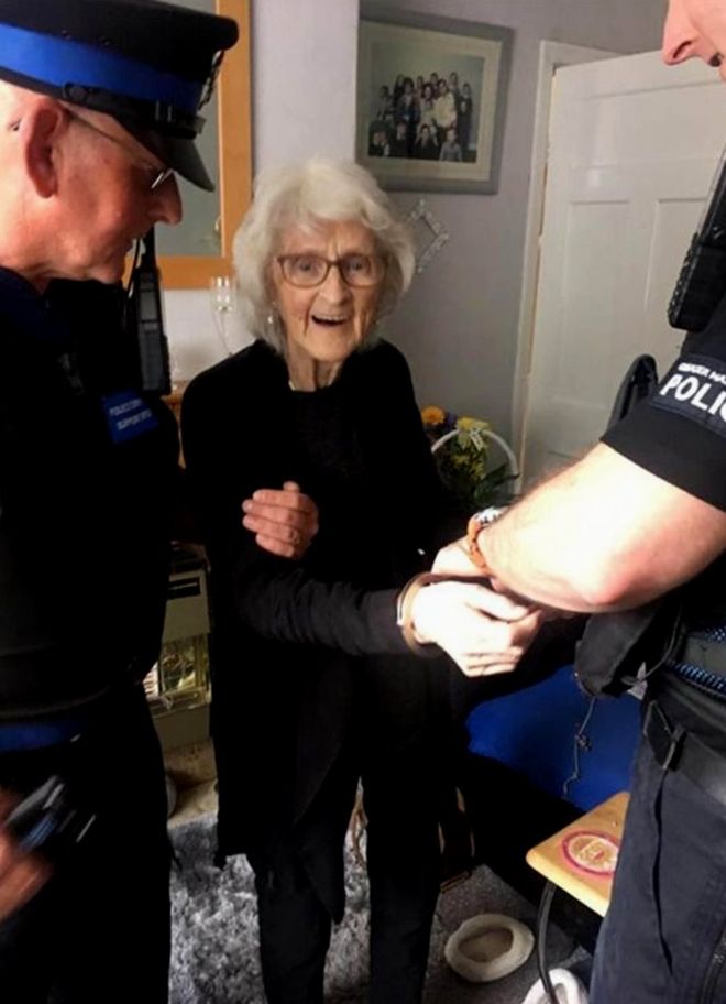 Manchester Police Fulfills 93-Year-Old's Dying Wish Of Being Arrested