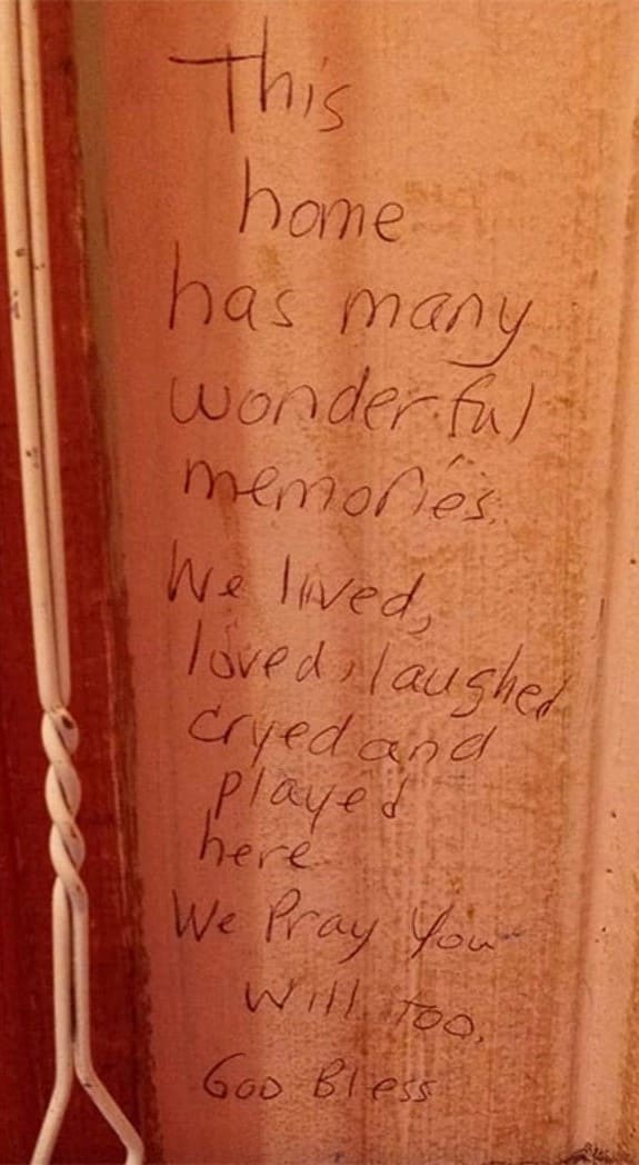 New Homeowners Find Heartfelt Message Written On Wall