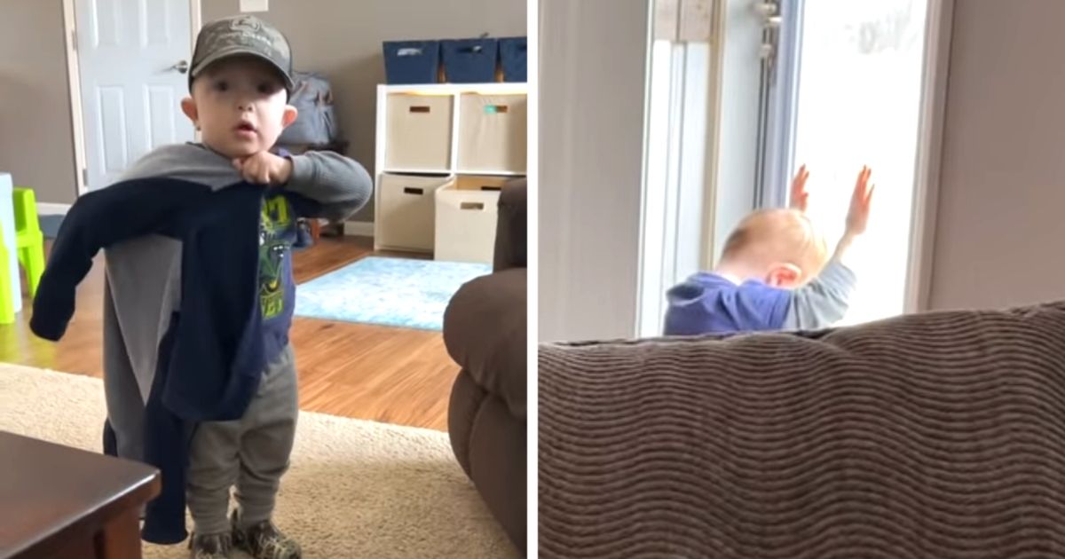 Adorable Toddler Has Hilarious Reaction To Mom Not Letting Him Outside ...
